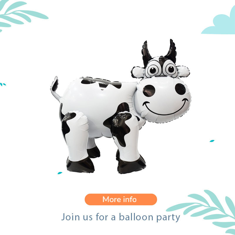 4D Cow Balloon Farm Theme Balloon Standing Cow Balloon Happy Birthday ...