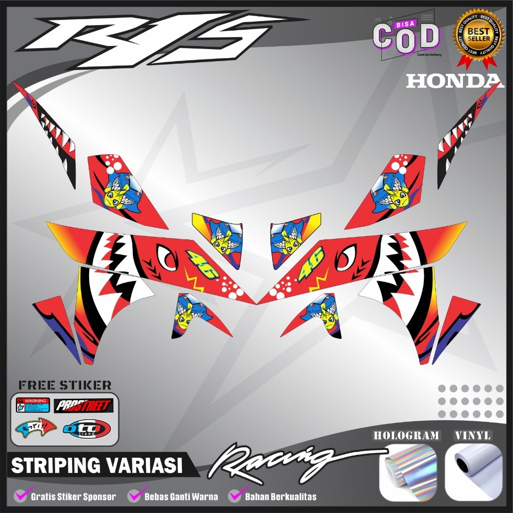 Honda R15 V2 Shark And STRIPING Sticker Variations | Shopee Malaysia
