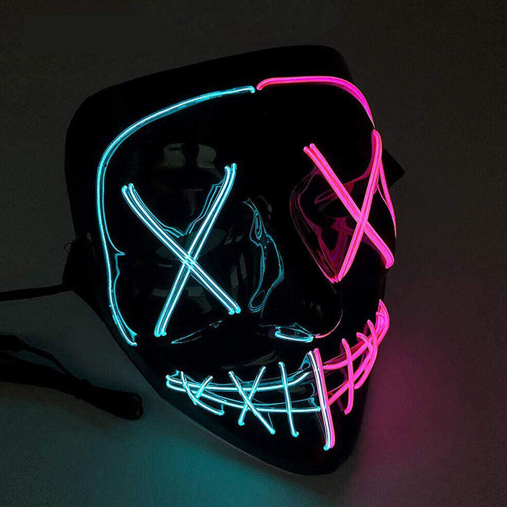 Halloween Mask LED Light Up Full Face Mask Holiday Cosplay Halloween ...