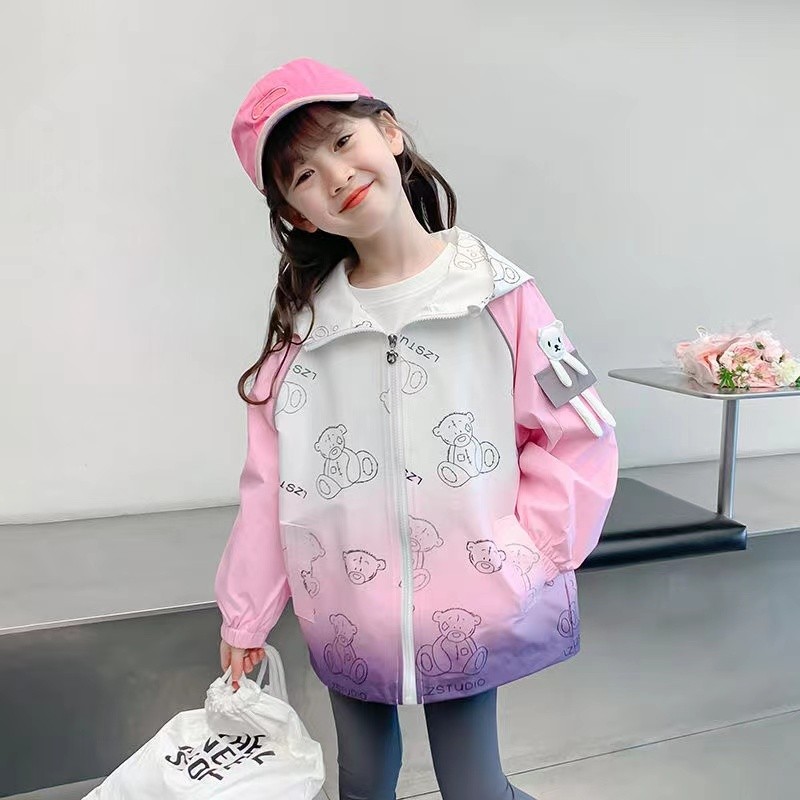 Kot kecerunan gadis kecil, kot bertudung kanak-kanak, pakaian kanak ...