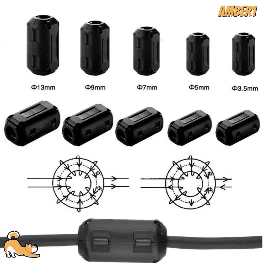 AMBER1 Choke Coil EMI RFI Noise, Snap Type Anti-interference Ring Core ...