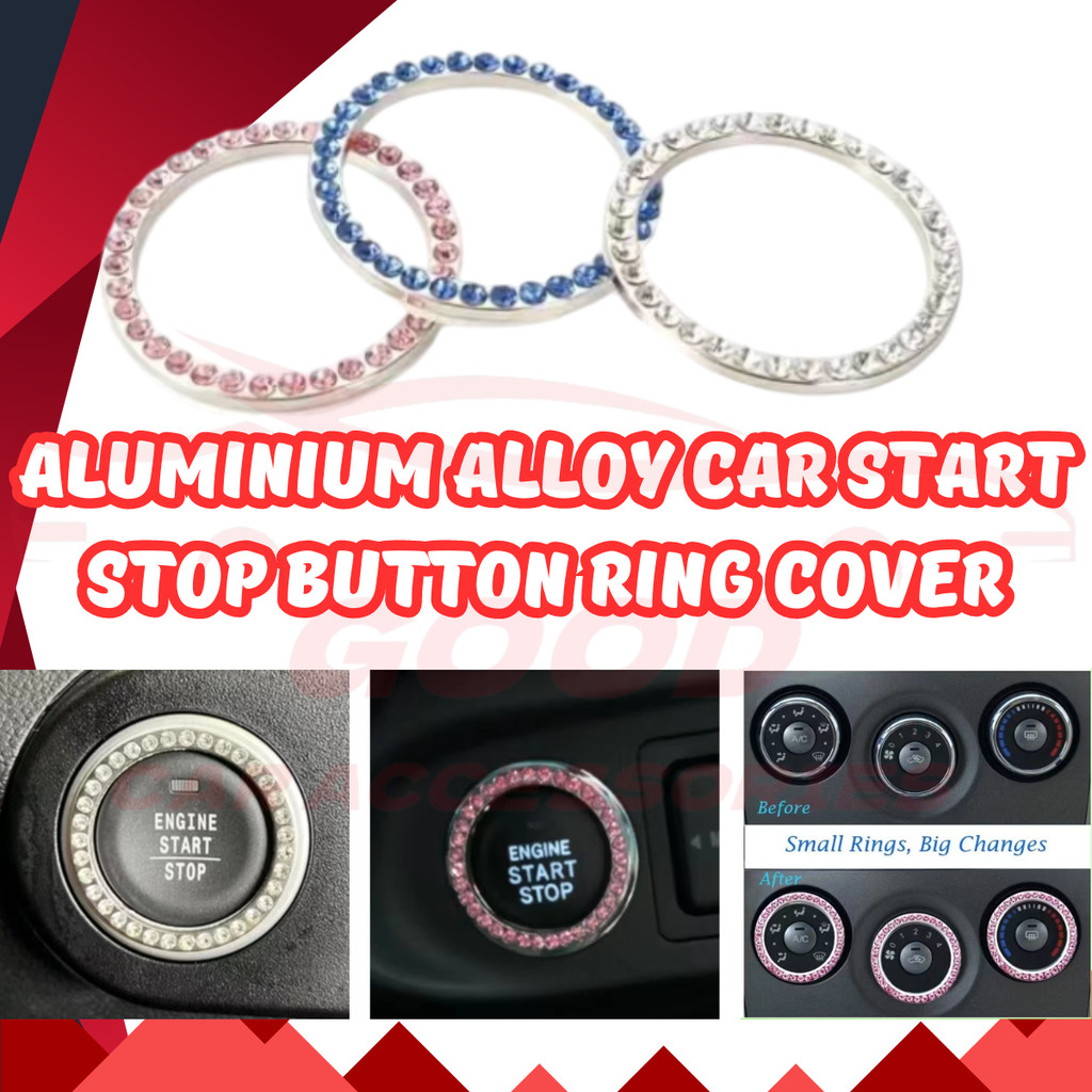Car Aluminium Alloy Start Stop Button/Push Start Key Decoration Ring ...
