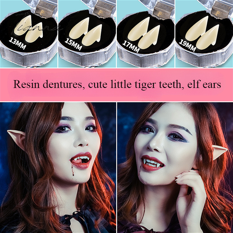 Vampire Teeth Fangs Toys Safe Resin Halloween Dentures Elf Ears Small ...