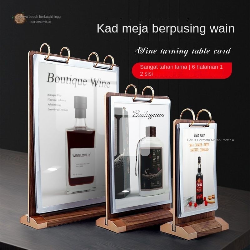 Halaman kayu walnut kad meja A4 akrilik Taiwan tanda kedai teh susu jenama wain pelbagai halaman ...