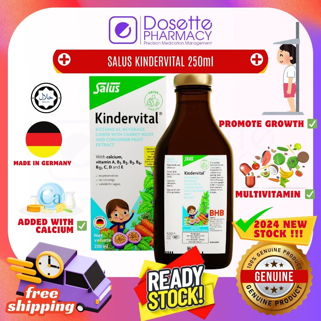 SALUS KINDERVITAL® 250ML - KIDS MULTIVITAMIN & CALCIUM SUPPLEMENT FOR ...