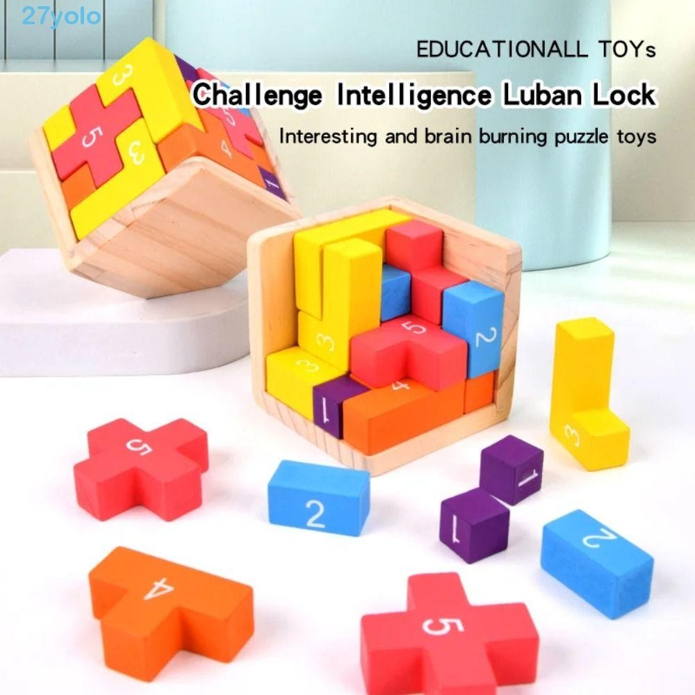 YOLO Wooden Blocks Puzzles, Brain Educational Classic Luban Lock ...