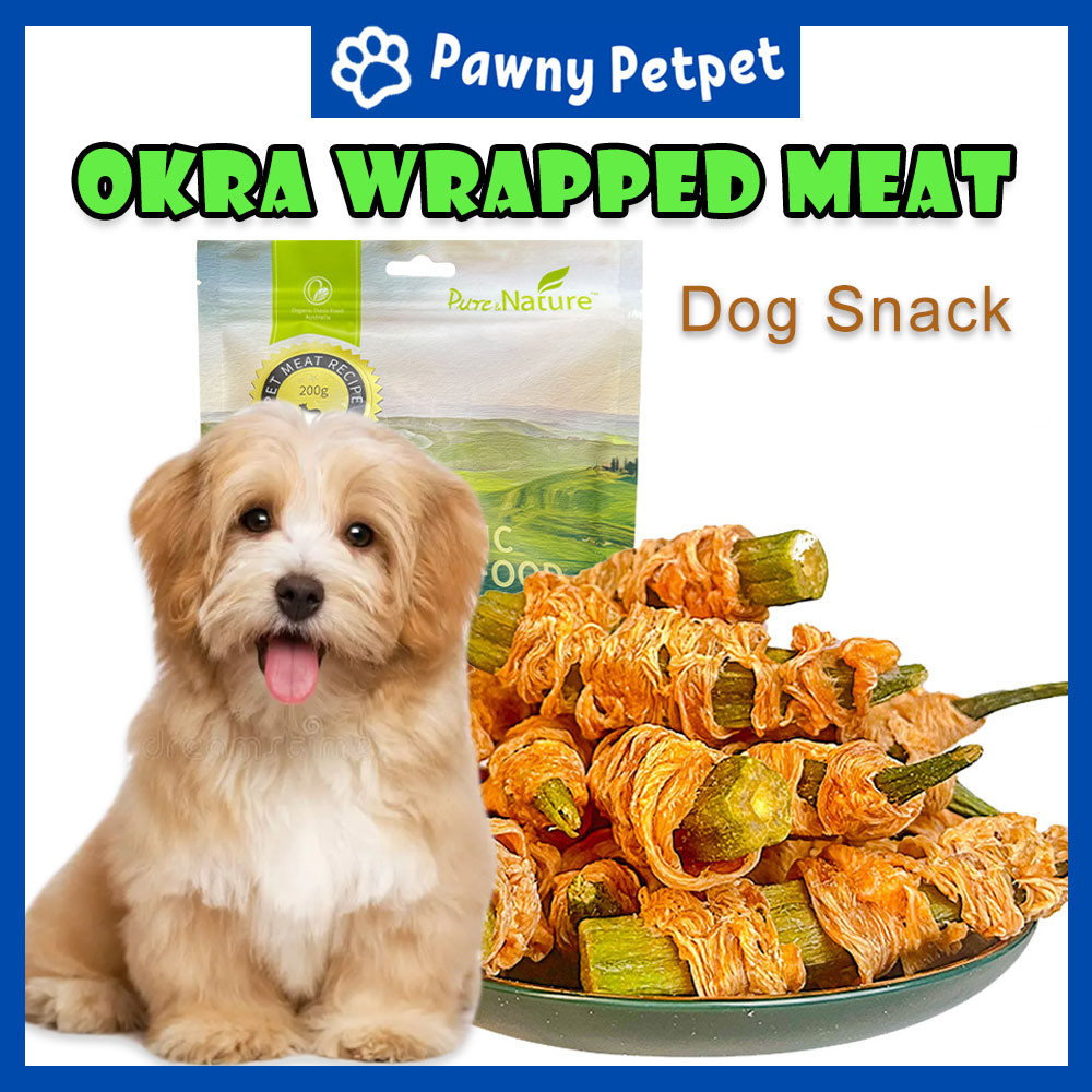 Pawny Okra Lady Finger Wrapped Chicken Duck Jerky Dried Meat Dog Pet ...