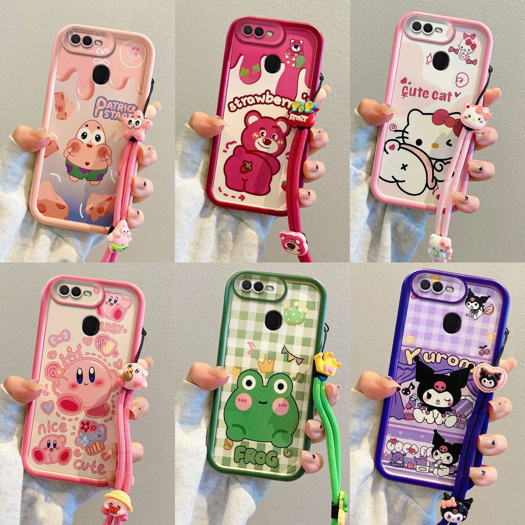 Casing OPPO F9,A5S,A12 Pink KT Cat/Fart Strawberry Bear/Cheese Pie ...