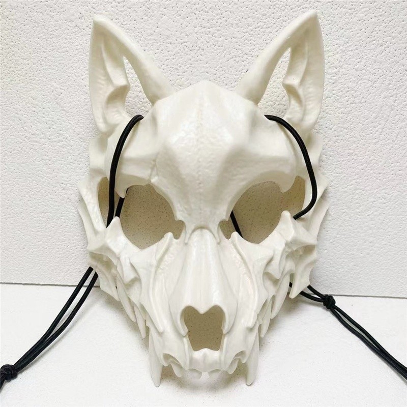 Two-Dimensional Half Face Mask Dragon God Tiger Night Fork Dog Man Wolf ...