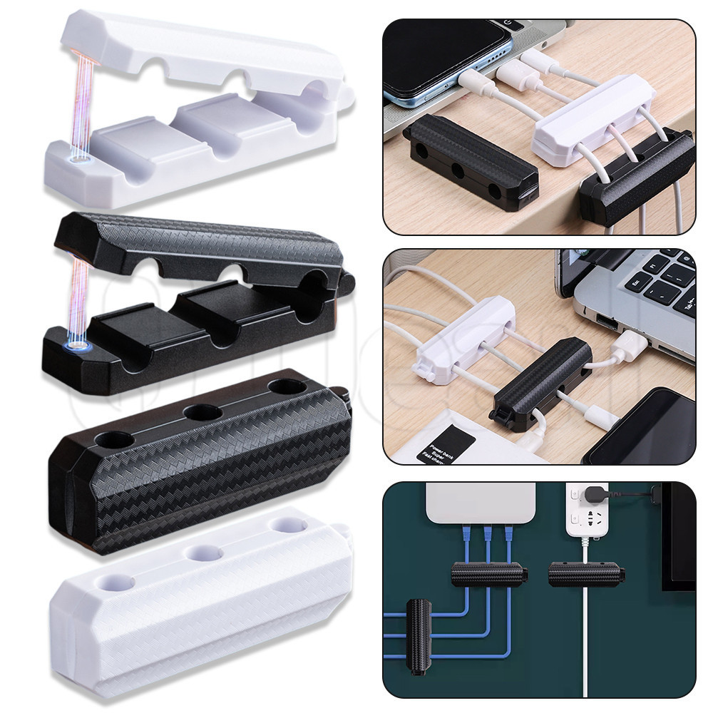 2Pcs 3 Holes Magnetic Data Cable Clips - Under Desk Power Cord ...