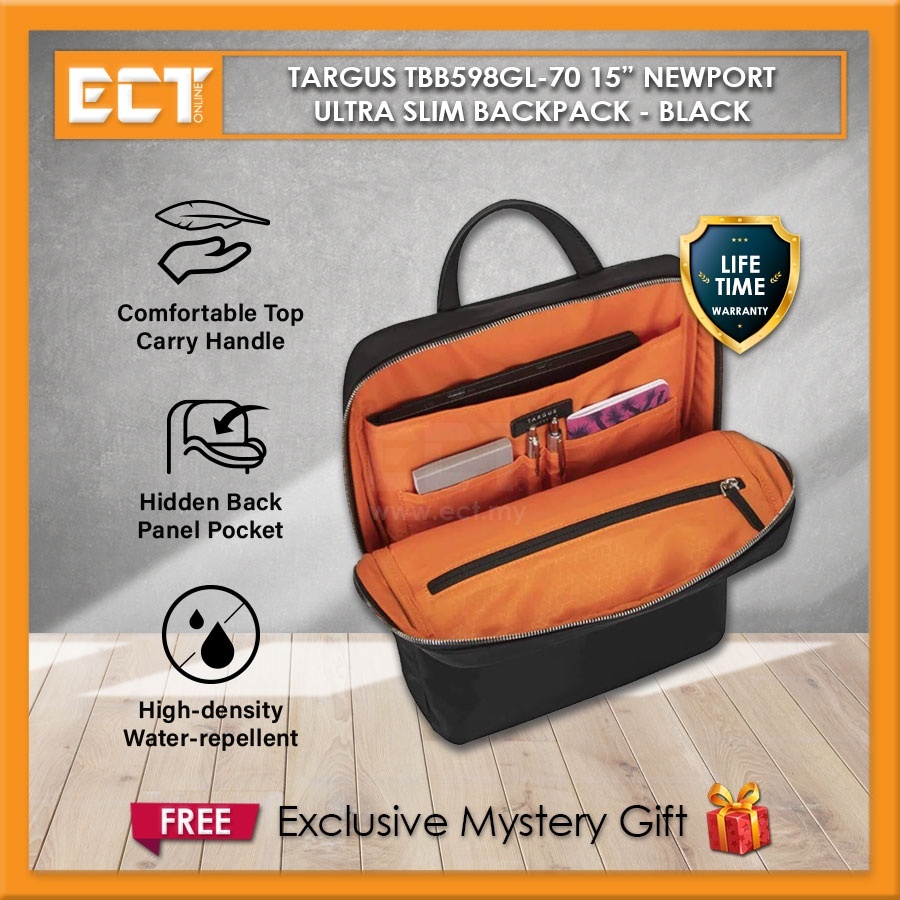 Targus TBB598 15” Newport Ultra Slim Backpack - Black | Shopee Malaysia