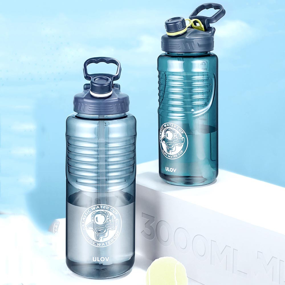 3000ml Reminder Water Bottle with Straw Scale Big Bottle 3Liter Gym Bottle Sport Water Bottles ...
