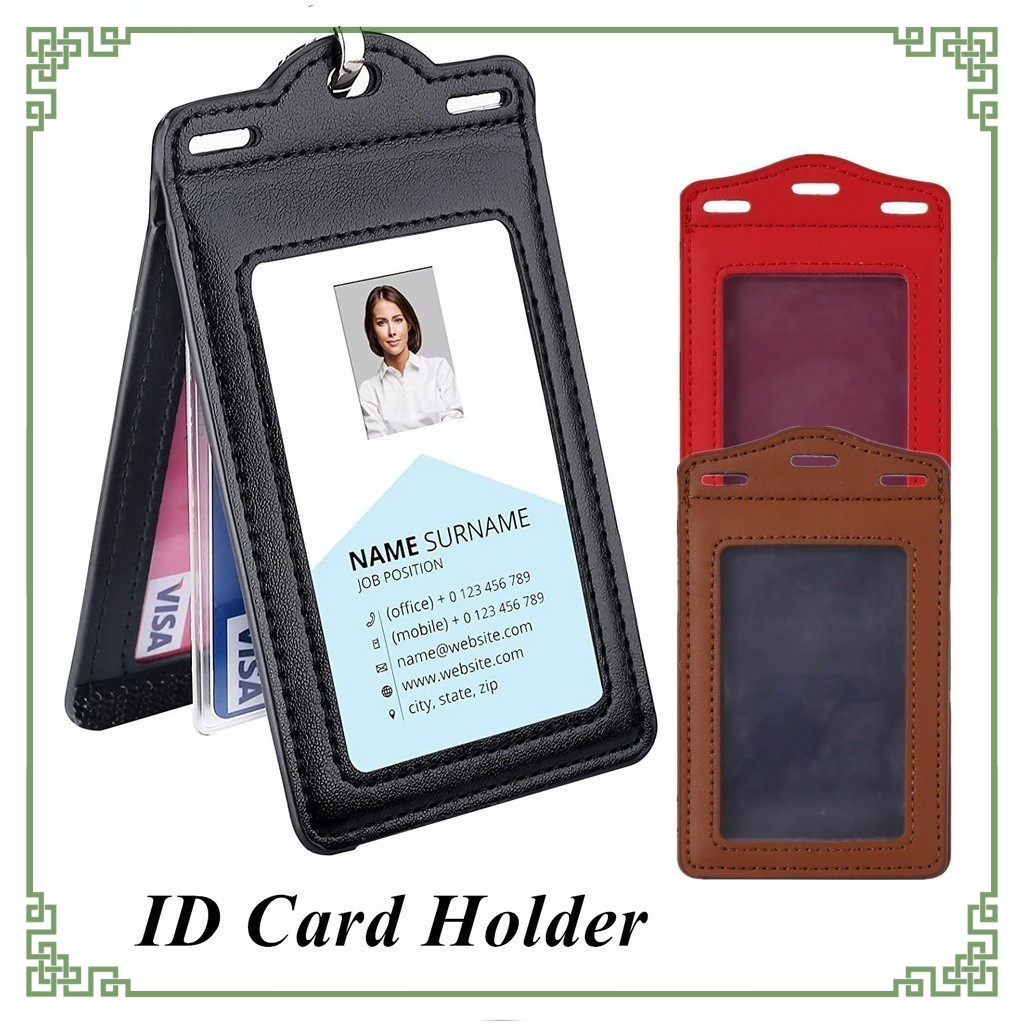 1Pc PU Leather Trifold Duty ID Card Holder with Clear ID Window and ...