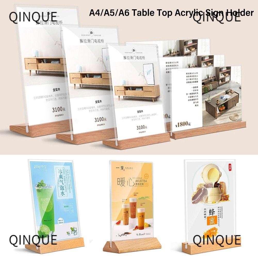 QQIN Table Top Sign Holder, A4/A5/A6 Double Sided Menu Display Stand ...