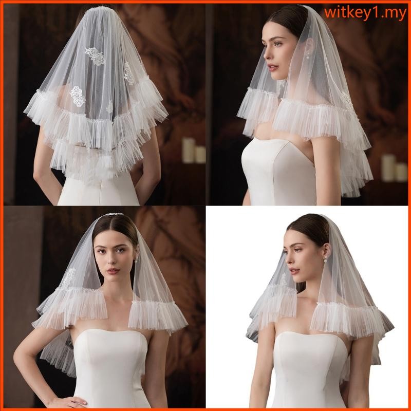 WIT Short Wedding Veil for Bride White Bridal Veil Bachelorette Party ...