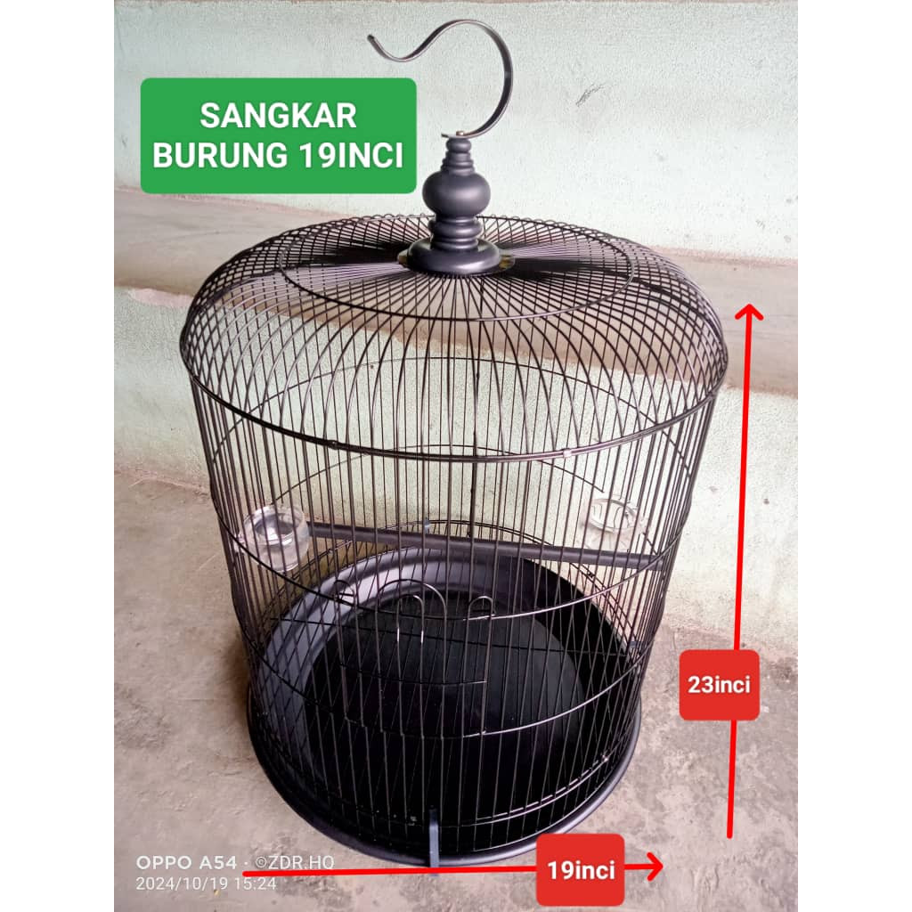 (SANGKAR BURUNG 19INCI)sangkar burung murai/sangkar bulat/sangkar besi ...