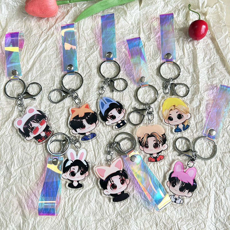 Kpop Stray Kids Cartoon Acrylic Double Sided Keychain Laser Strip SKZ ...