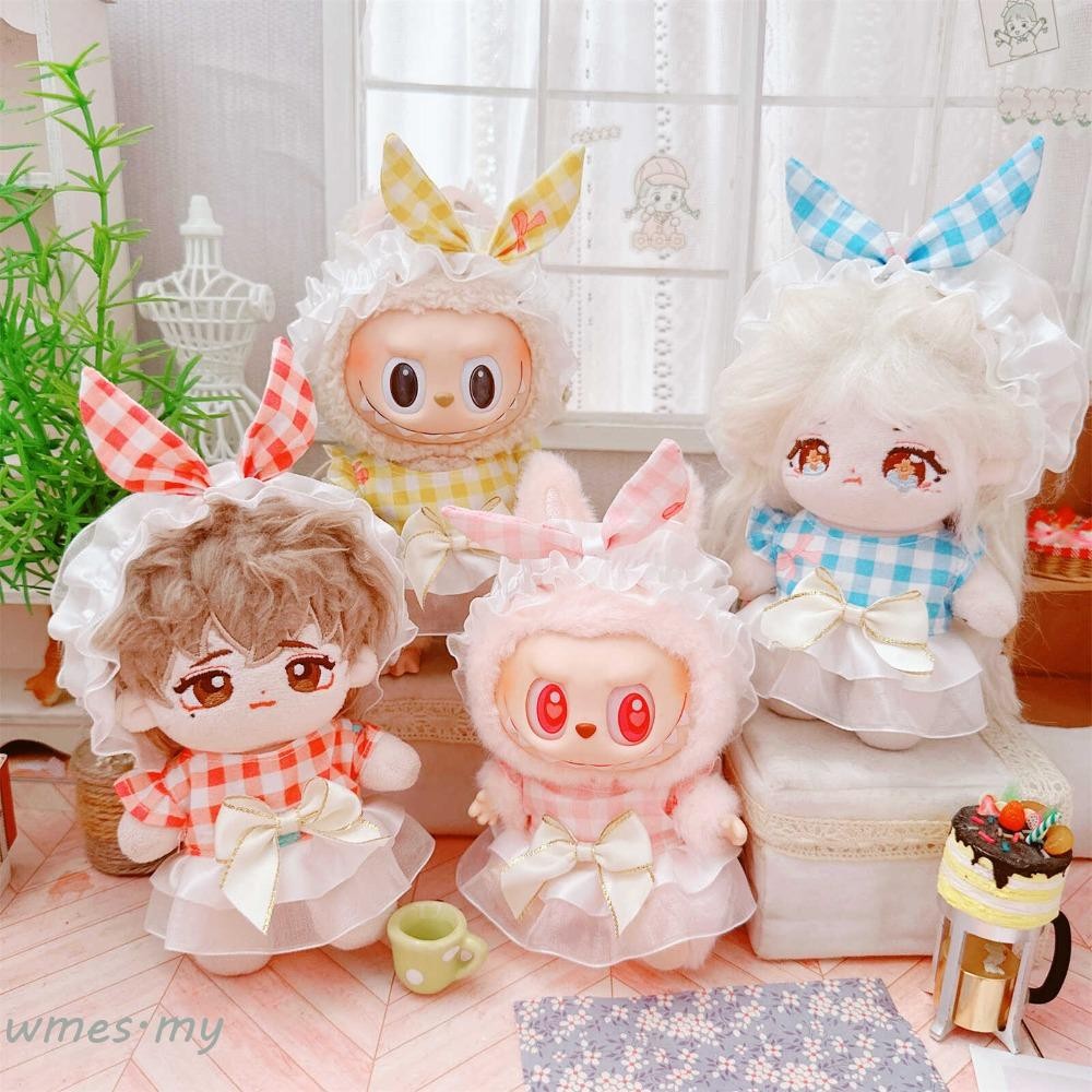 WMES1 Labubu Time Clothes, Plaid Dress Lace Skirt Cotton Doll's Clothes, Toy Outfit Bow Hairband ...