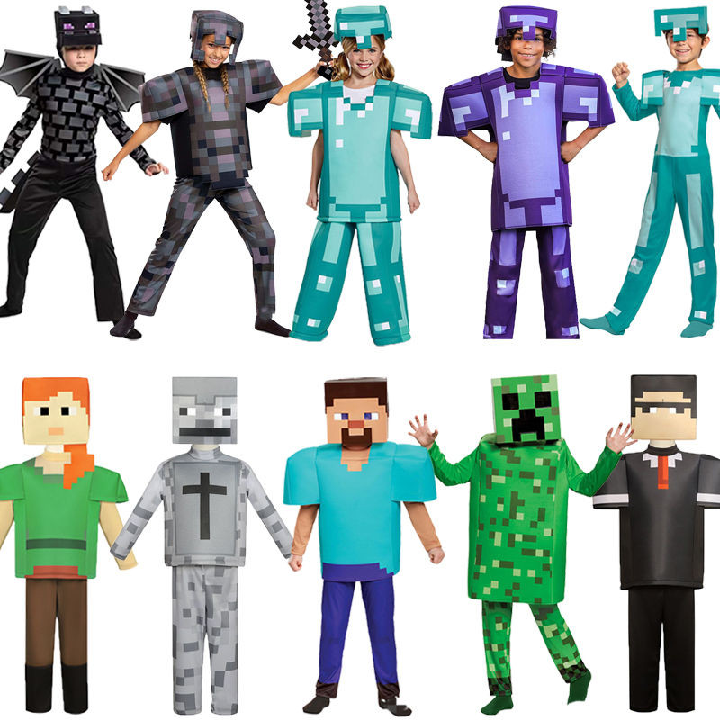 Minecraft COS Costume Halloween Children Mini World Steve Creeper End ...