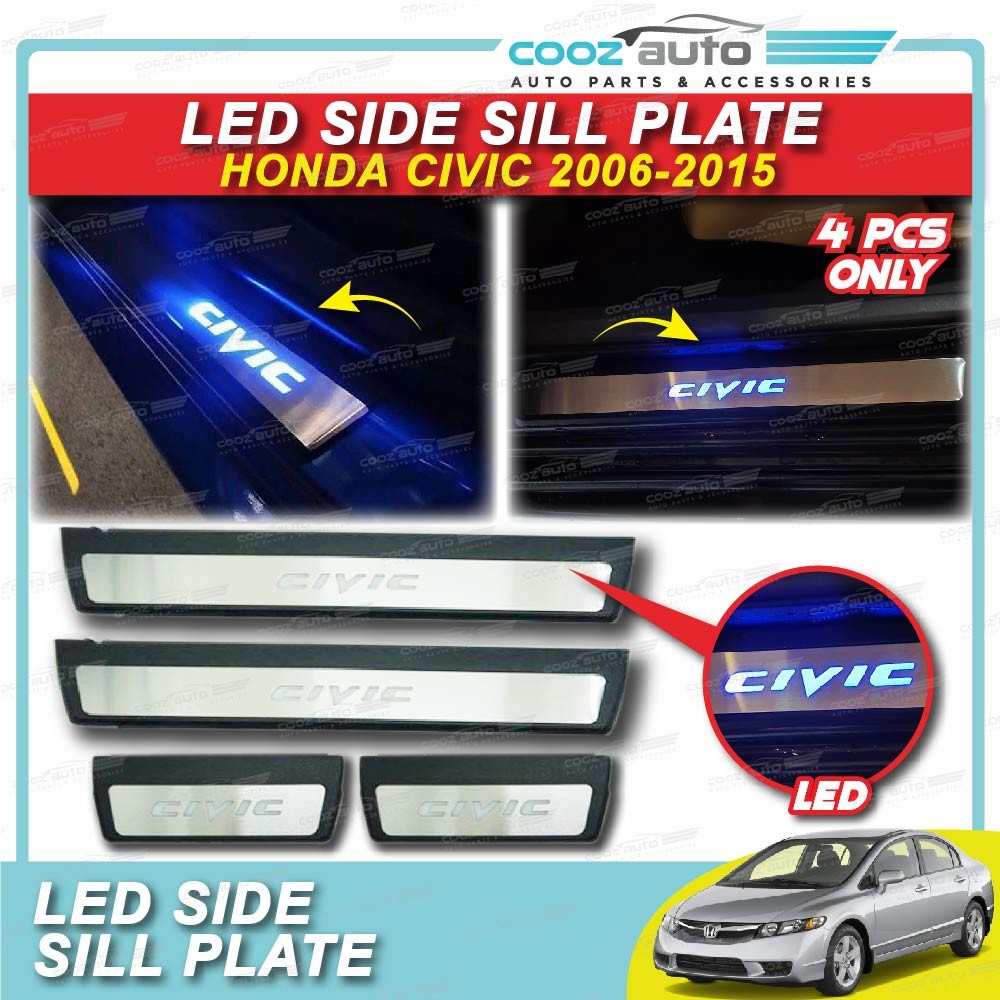 Honda Civic FB FD 2006 - 2015 LED Door Side Sill Step Plates Stainless ...