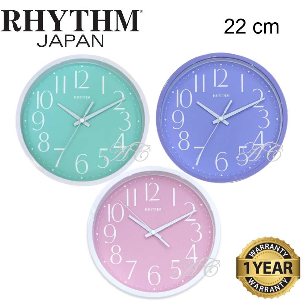 100% ORIGINAL RHYTHM Silent Silky Movement Small Cute Analogue Wall ...