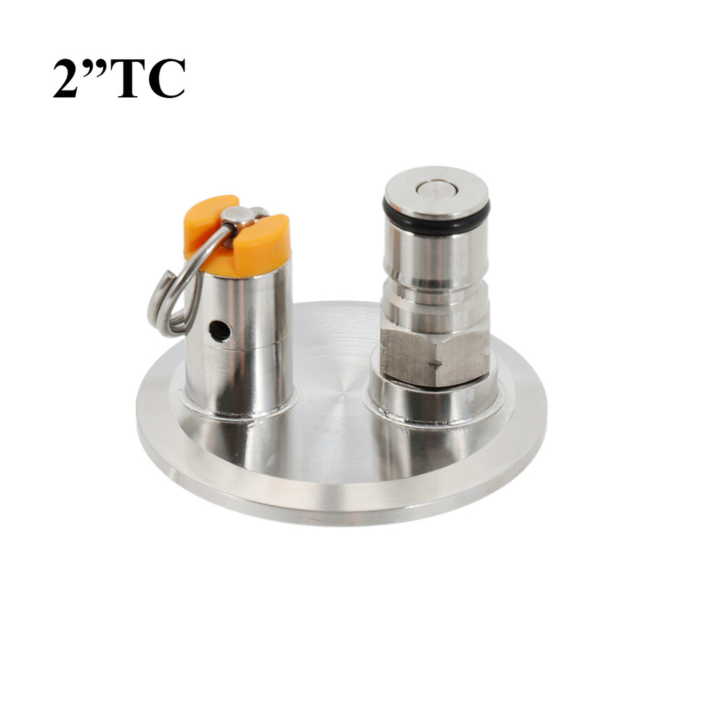 2" Tri-clamp End Cap with PRV and Ball Lock Gas Post Dry Hopper Lid ...