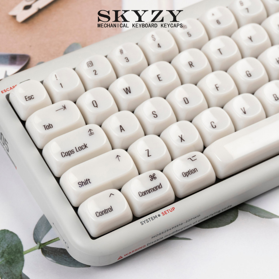 Minimalist White Keycaps MOA Profile MAC PC Bright Ceramic-like Surface ...