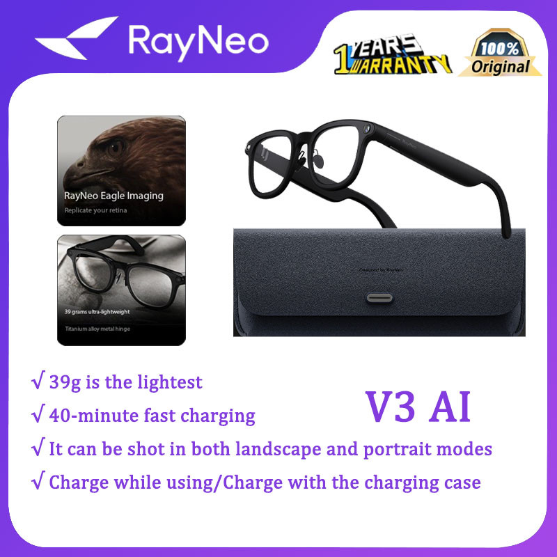 RayNeo V3 AI shooting glasses, wireless smart glasses, Bluetooth audio smart glasses, voice ...