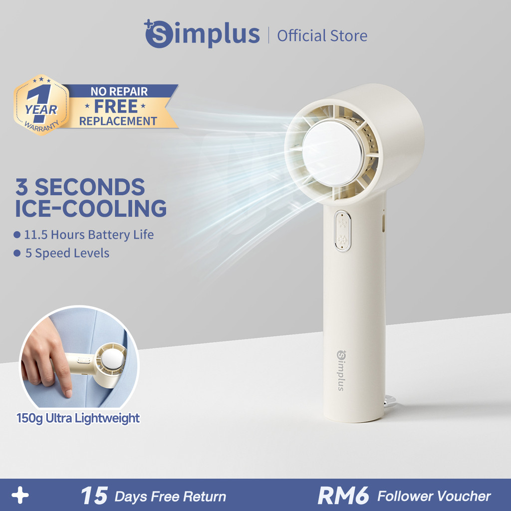 Simplus Handheld Fan Instant Ice Cooling 5 Speed Settings 11.5H Battery Life 150g Lightweight ...