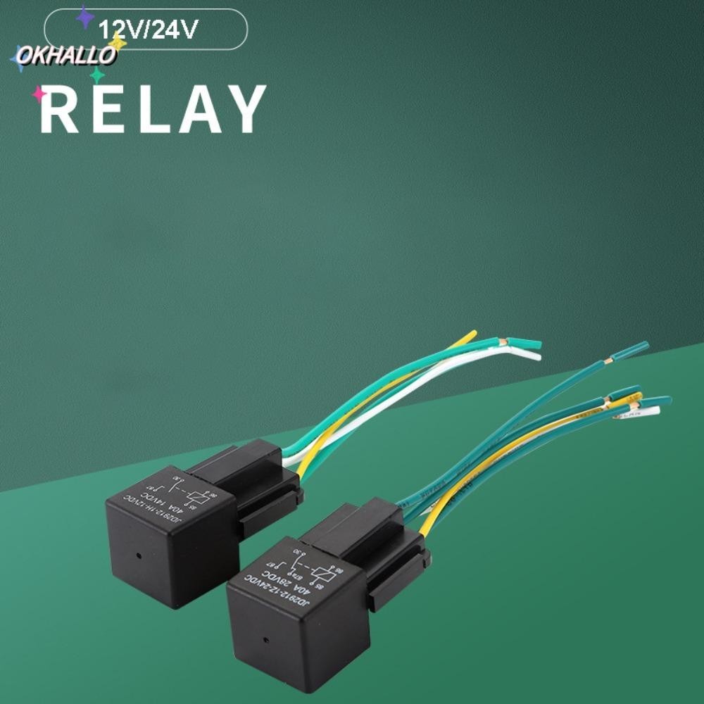 OKHALLO Automotive Relay, 12V 24V 20A 40A Relay Socket, 5 Pin 5 Wire ...