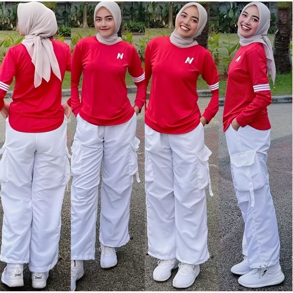 MERAH PUTIH Vallina Outfit - N Harajuku Suit 2in1 Muslim Women All Size ...