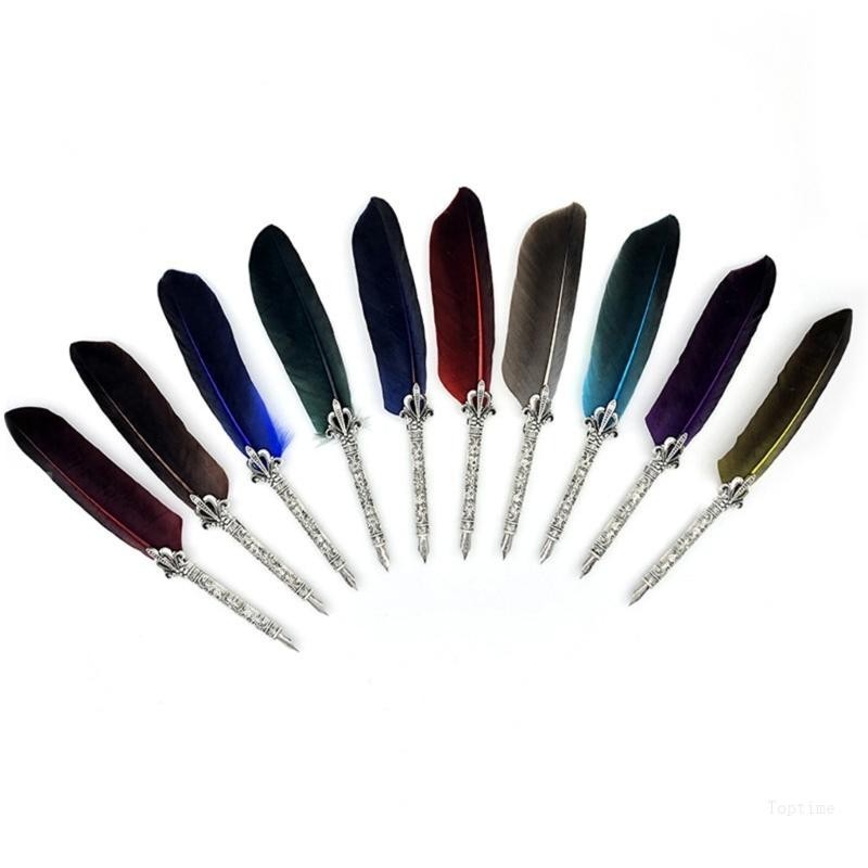 Top Retro Feather Dip Pen Set with 5 Pen Nibs Calligraphy Dip Pen for ...