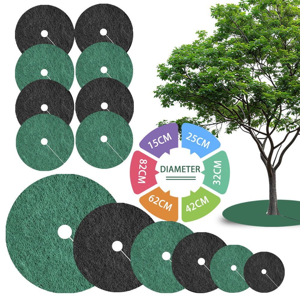 6pcs Non-Woven Tree Mulch Ring Weeding Barrier, Protector Mat, Plant ...