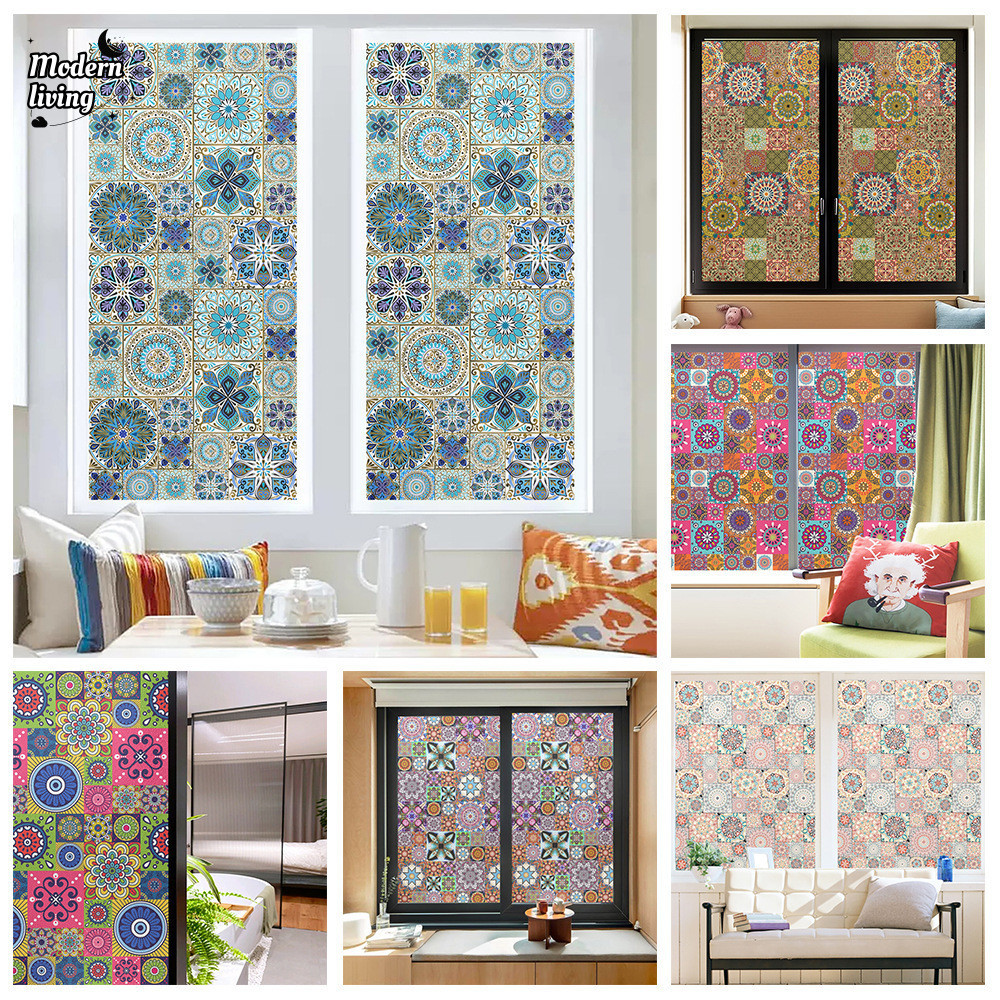 1Pcs Bohemia Sunproof Window Sticker Flower Static Glass Stickers ...