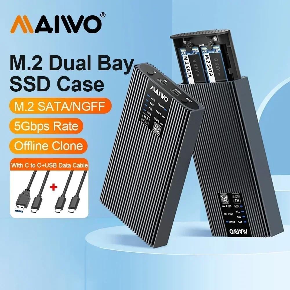 MAIWO M.2 Mobile Hard Disk Box SATA Protocol Notebook Solid-state SSD External Box M.2 SATA Dual ...