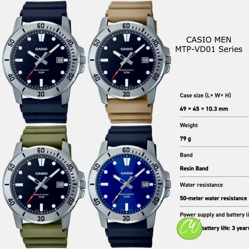 [ CASIO MEN MTP-VD01 ] CASIO ANALOG RUBBER BAND MEN QUARTZ MTP-VD01-1E ...