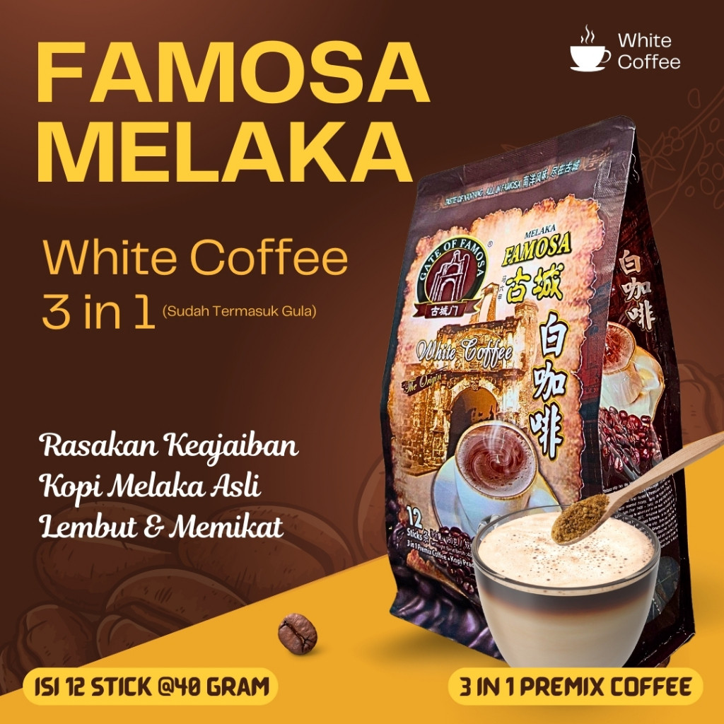 Famosa Melaka White Coffee 3 in 1 480 Gram Contents 12 Sticks Sachet Import Malaysia | Shopee ...