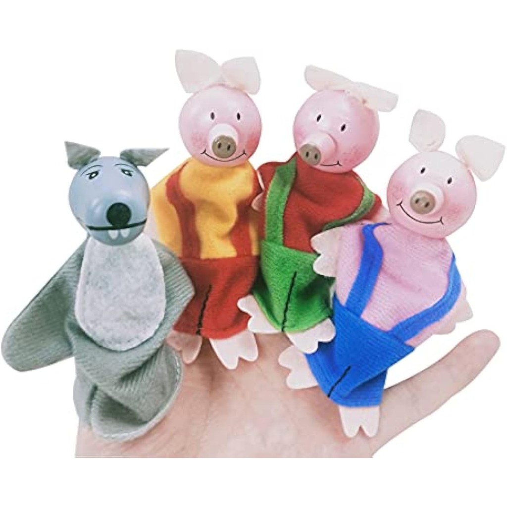 4pcs The Three Little Pig Finger Puppets-Children Mini Animal Puppets ...