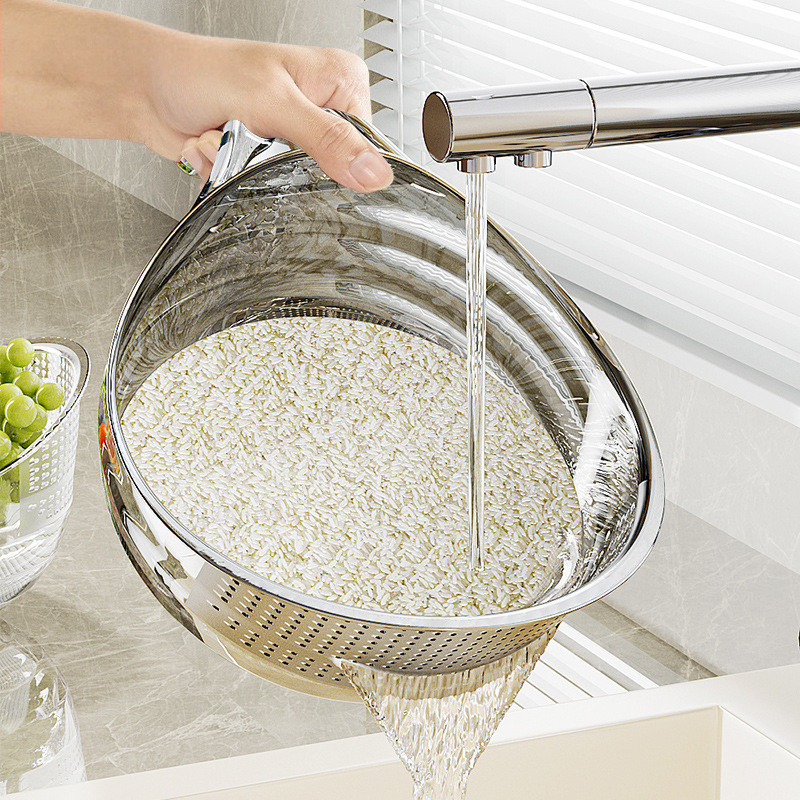 Kitchen Drain Basket Rice Wash Basin Household Vegetable Wash Basin ...