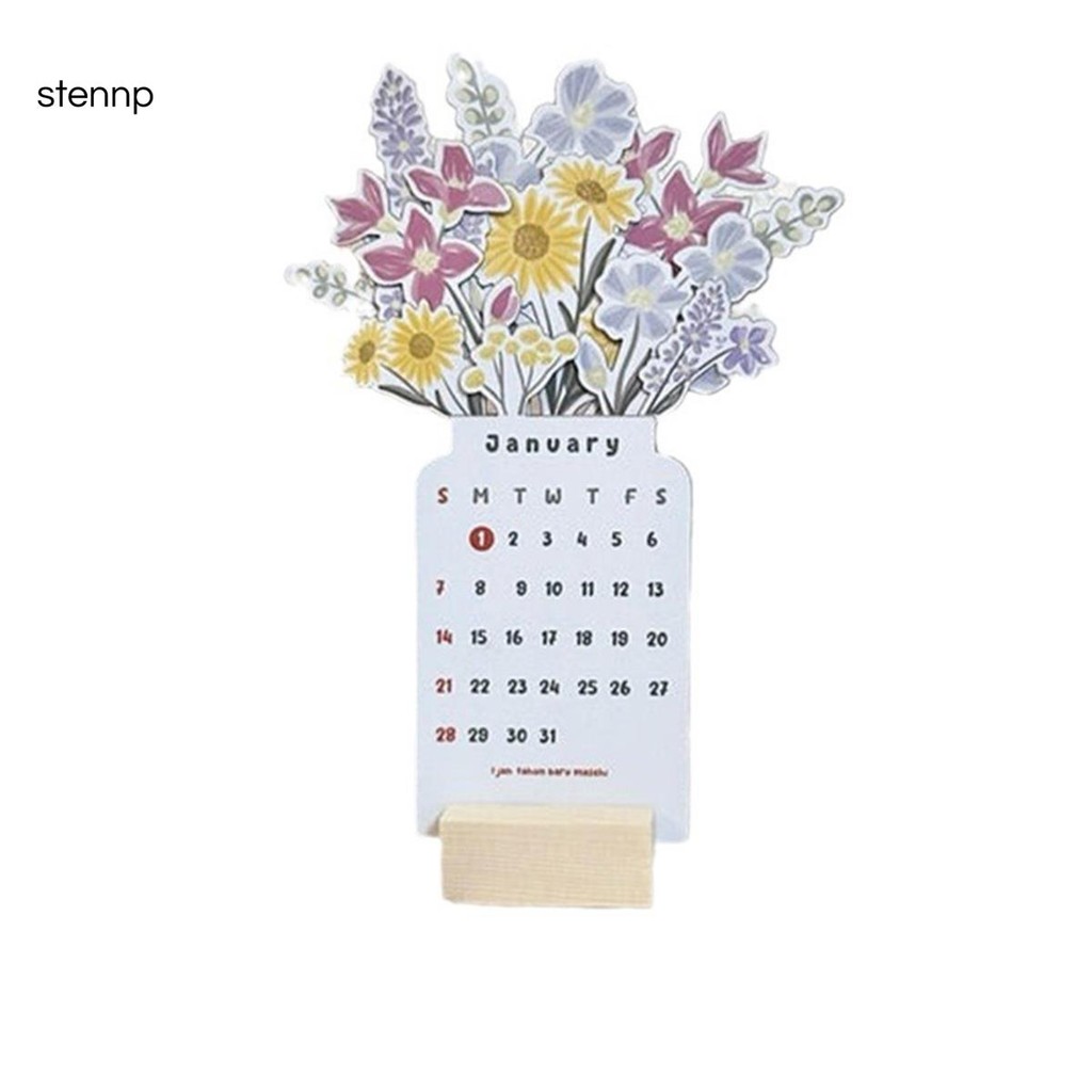 Flower Small Desk Calendar Vase Shaped Monthly Calendar Planner ...