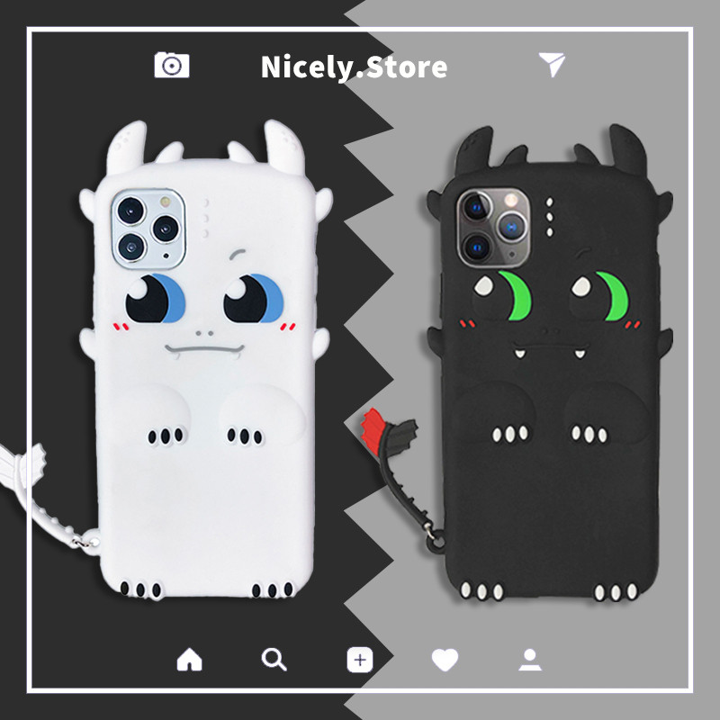 3D Cartoon Toothless Dragon Phone Case Compatible for iPhone 16 15 14 ...