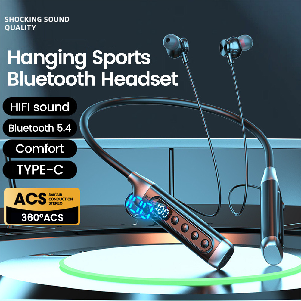 Neckband HIFI Earphones Wireless Bluetooth 5.4 Headphones Magnetic ...