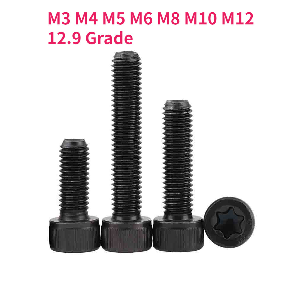 M3 M4 M5 M6 M8 M10 M12 Black Grade 12.9 Torx Allen Bolts Socket Cap ...