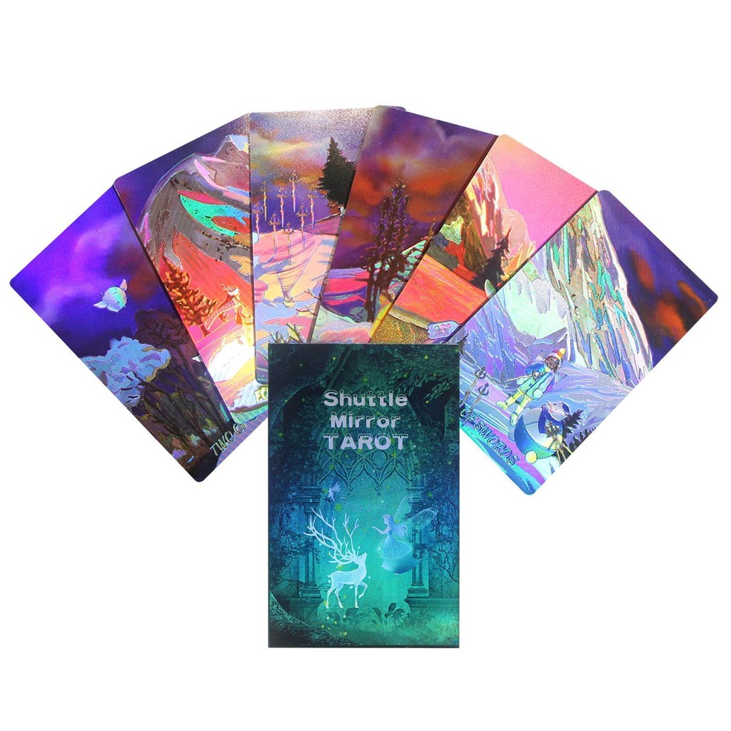 Shuttle Mirror Tarot Deck 80 Cards Gold Foil Tarot Cards Waterproof and ...