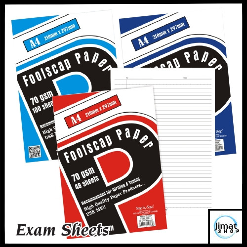 A4 Exam Sheet | 70gsm 80gsm | Foolscalp Paper | Kertas Kajang | Shopee ...