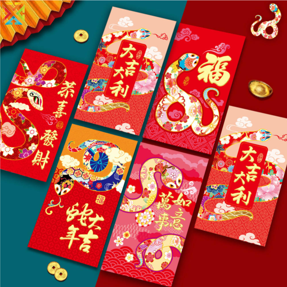 6Pcs/Set 2025 Chinese Snake Year Red Envelope Cartoon Childrens Gift ...