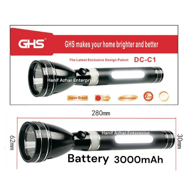 GHS Original Torch Light G-3 DC-70 Max DC-C1 Long Range Rechargeable ...