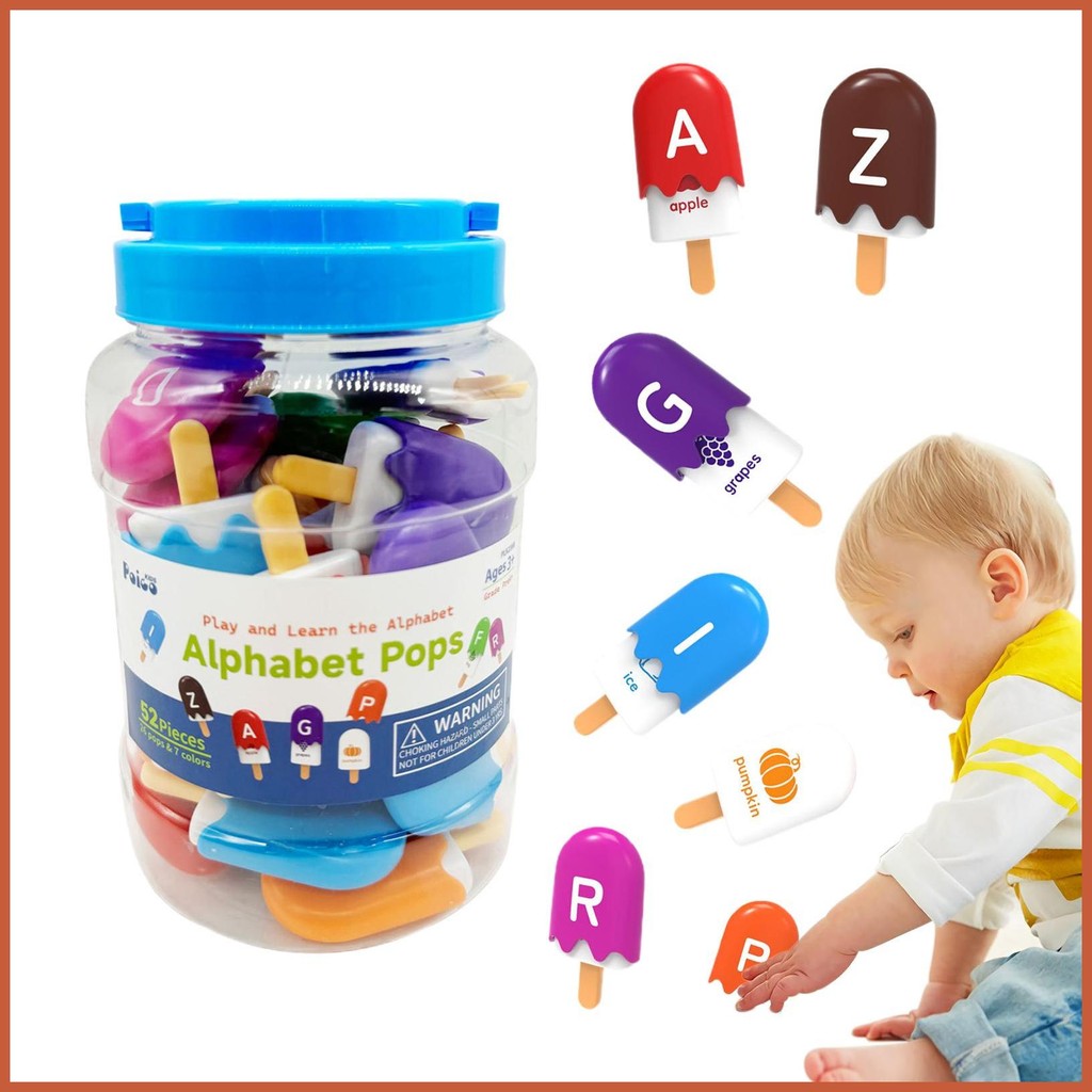 Alphabet Learning Ice Cream Toy Play Set Preschool Educational Letters ...