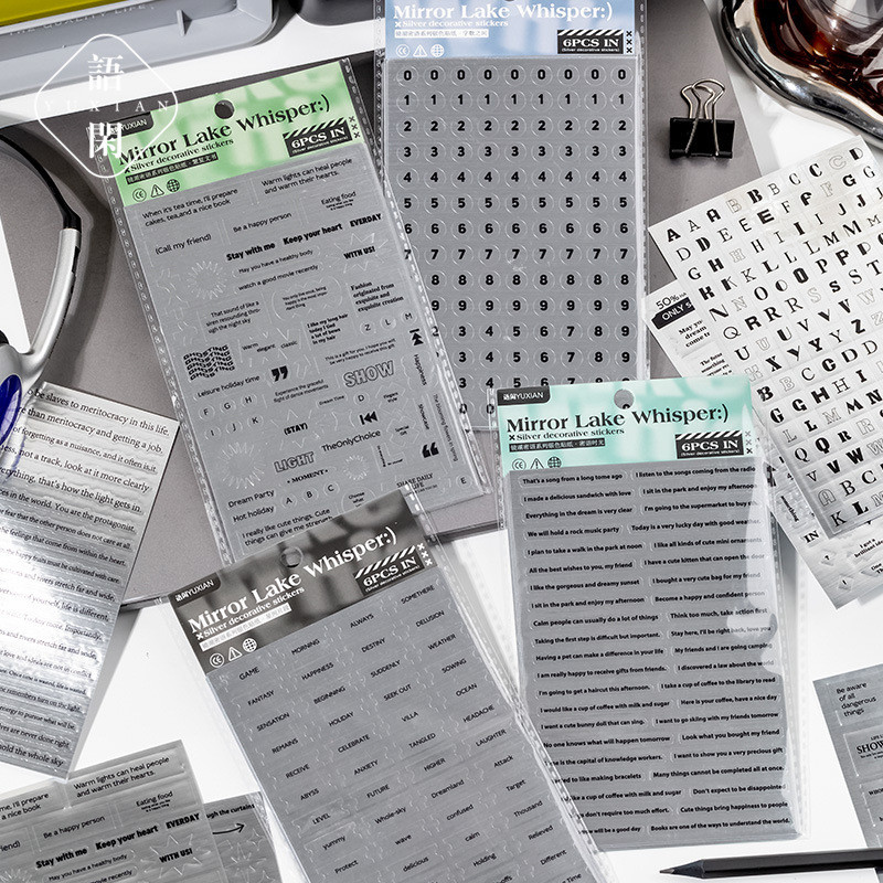 Silver cut film stickers English phrases digital material handbook pain ...