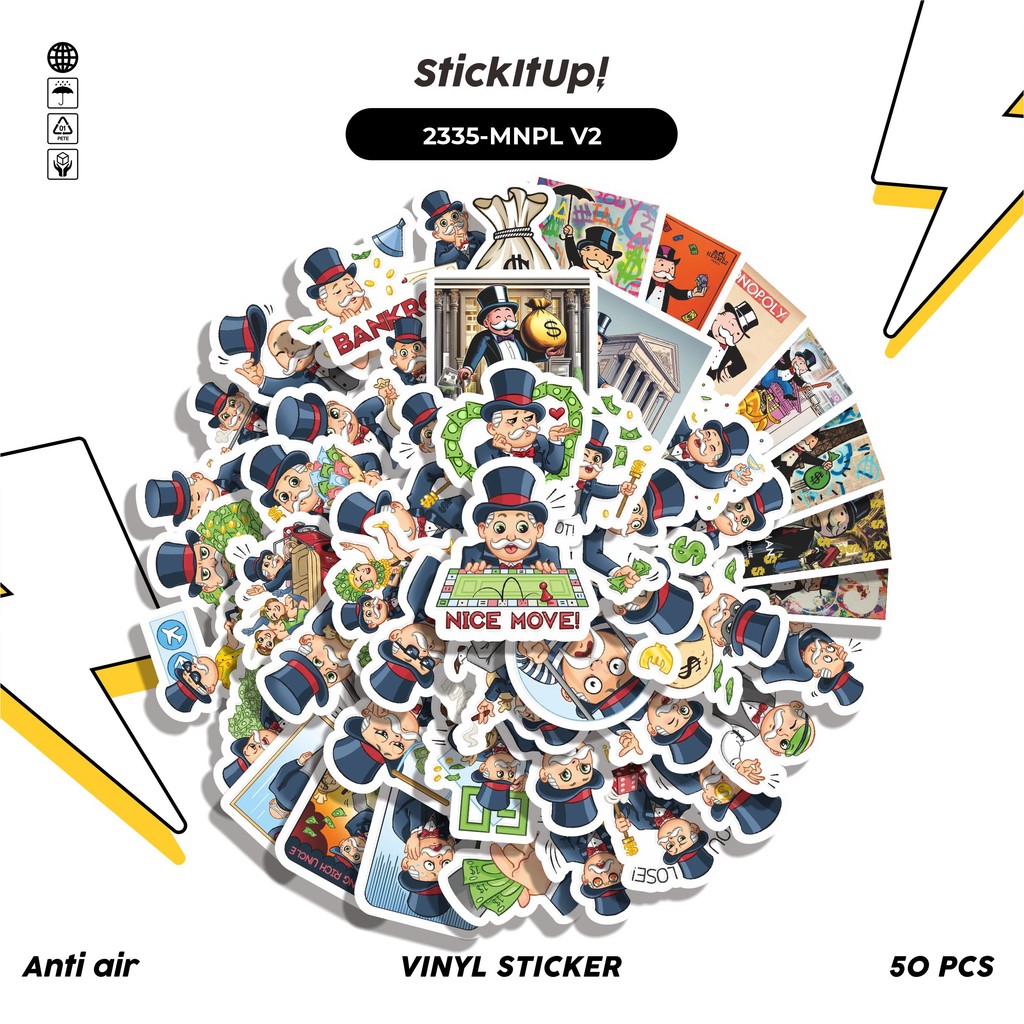 HP 50 Pcs Sticker Pack MONOPOLY GAME 02 Cute Aesthetic Vinyl Waterproof ...